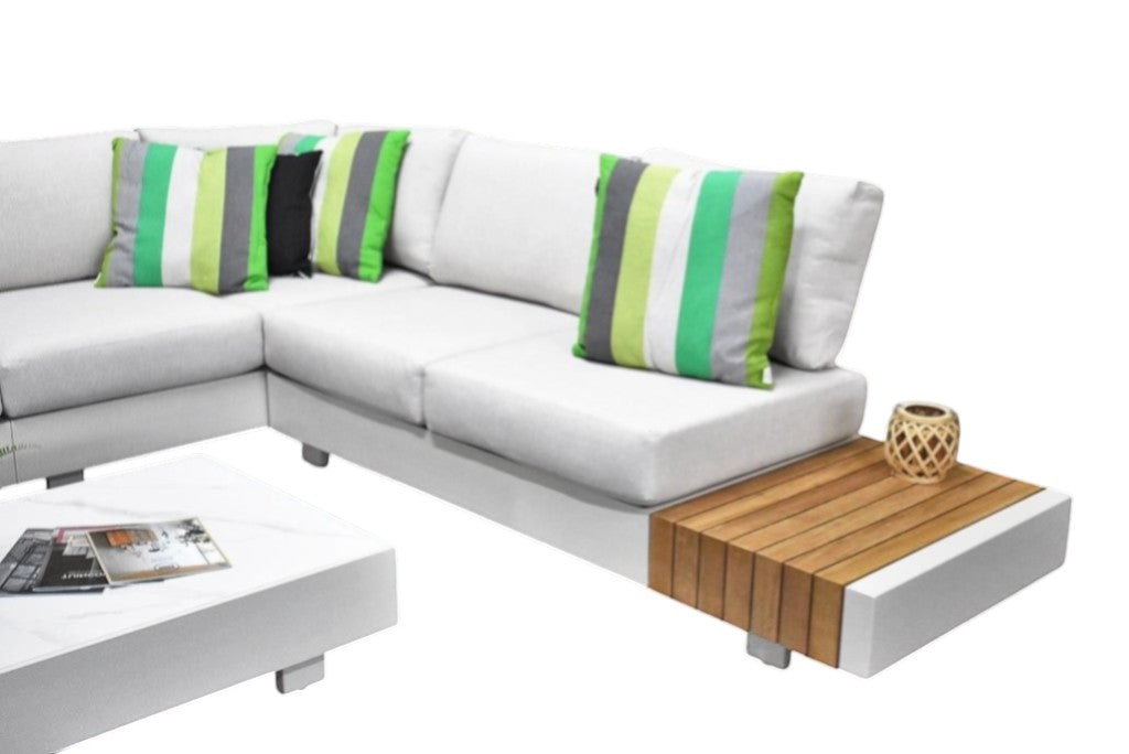 Athene Hoek Loungeset Aluminium Teak Hoekbank Laag - Outnest