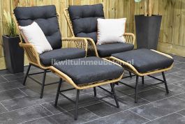 Carlton Loungeset 2 Lounge Tuinstoelen 2 Hockers Bamboo